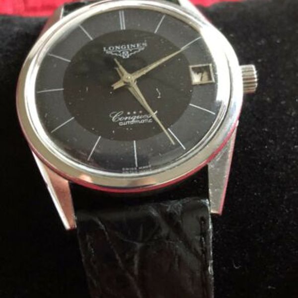 ORIGINAL GENTS LONGINES CONQUEST AUTOMATIC DATE STEEL SWISS MADE BLACK ...