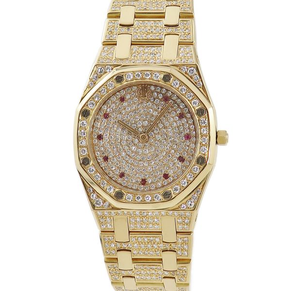 AUDEMARS PIGUET Royal Oak K18YG Solid Diamond Ruby Ladies Boys Watch ...