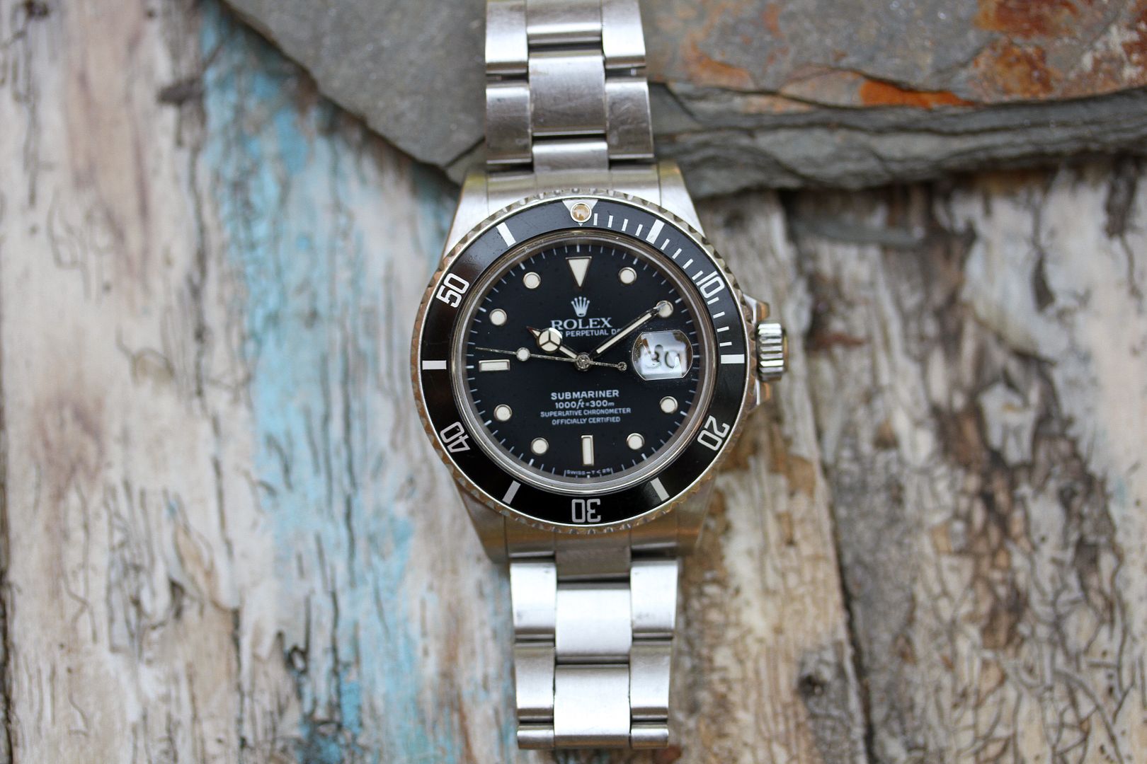 1987 Rolex Submariner ref. 168000 Triple Zero, Cream Patina | WatchCharts Marketplace