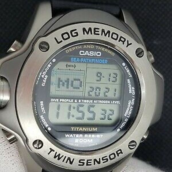 CASIO NITROGEN DIGITAL WATCH SPF-100 2173 SEA PATHFINDER TITANIUM DIVER ...