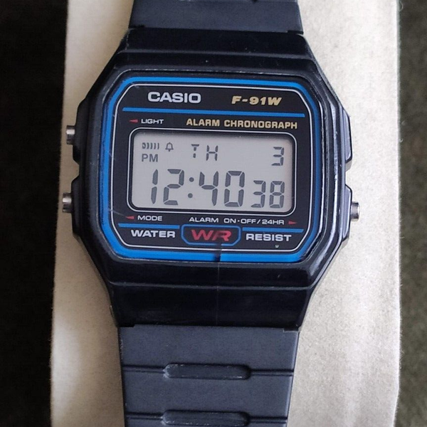 Casio Vintage F-91W Digital Watch Alarm Chronograph 593 WR. New Battery ...