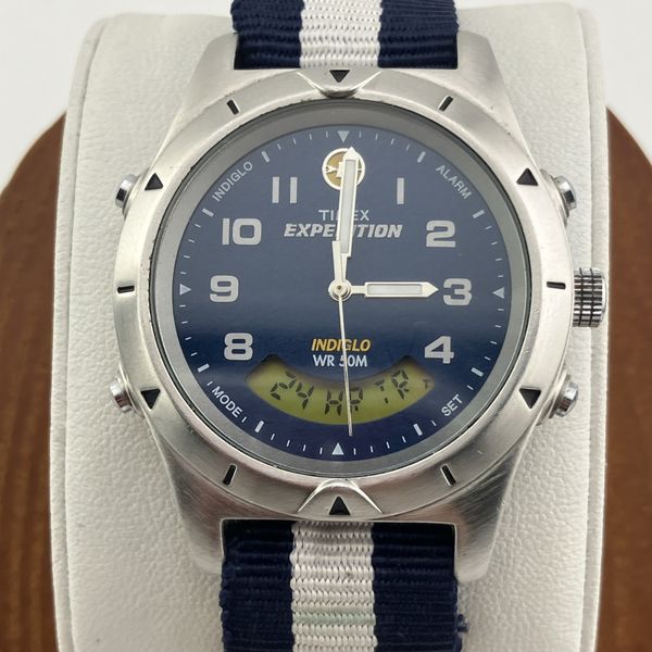 Timex Expedition Indiglo Men 38mm Analog/Digital Watch Blue Dial Nylon ...