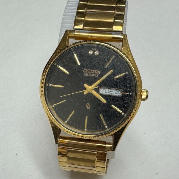 VTG Citizen Quartz Watch 5500-075935 Men Gold Tone Day Date Analog New ...
