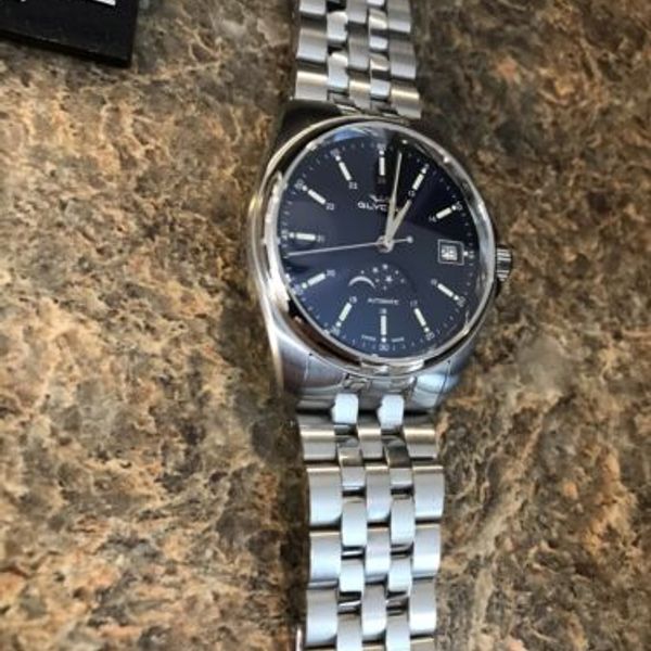 Glycine Combat 6 Moon Phase 36mm Blue Dial Automatic Wrist Watch ...