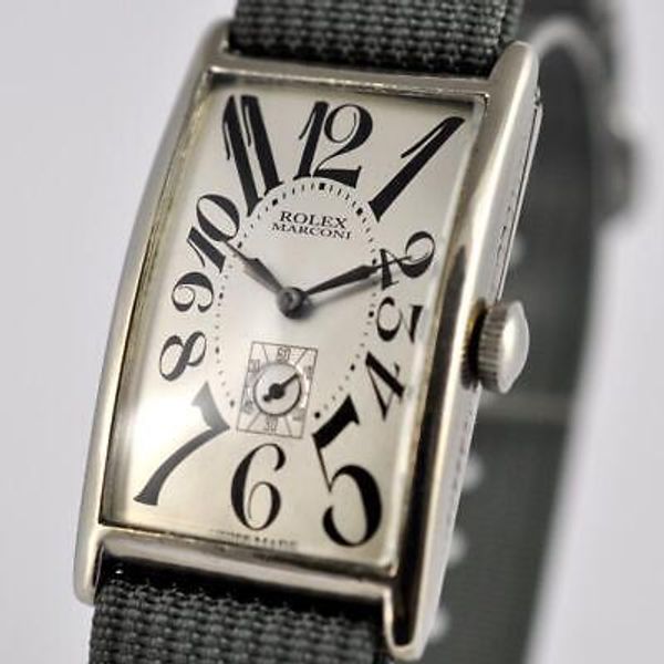 RARE! 1920's AUTHENTIC ROLEX MARCONI ART DECO RECTANGLE MANUAL WIND ...