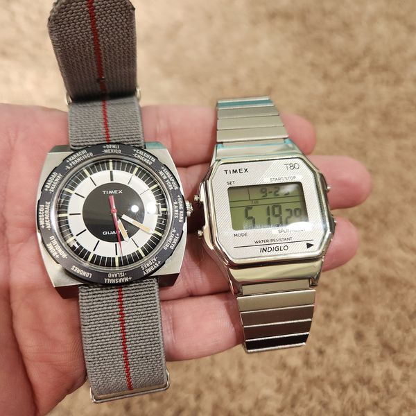 Timex combo world timer 1972 and T80 [$145 USD] | WatchCharts Marketplace