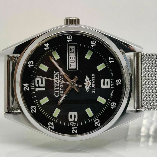 Citizen Automatic Day Date Black Color Dial Men's Wrist Watch Working ...