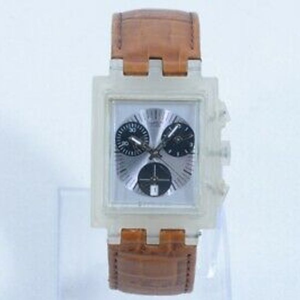 RARE SWATCH AG 2001 RECTANGLE CHRONOGRAPH DATE SIX JEWELS (NJL017685 ...