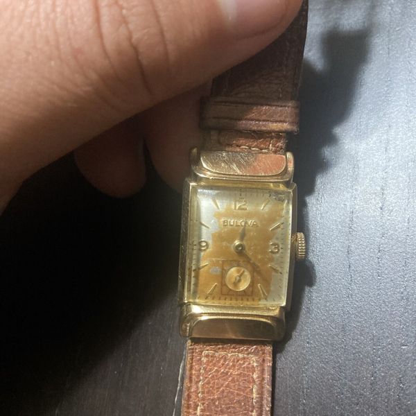 Vintage Bulova Tank Watch Men 10kt Gold Filled Rectangle Dial Manual ...