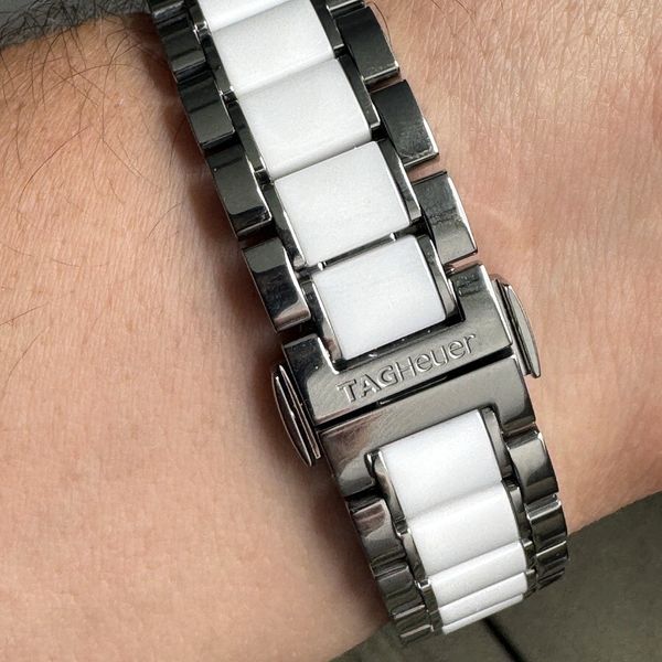 Tag Heuer Chronograph Large 41mm WAH1211 White Diamond Dial Ceramic ...