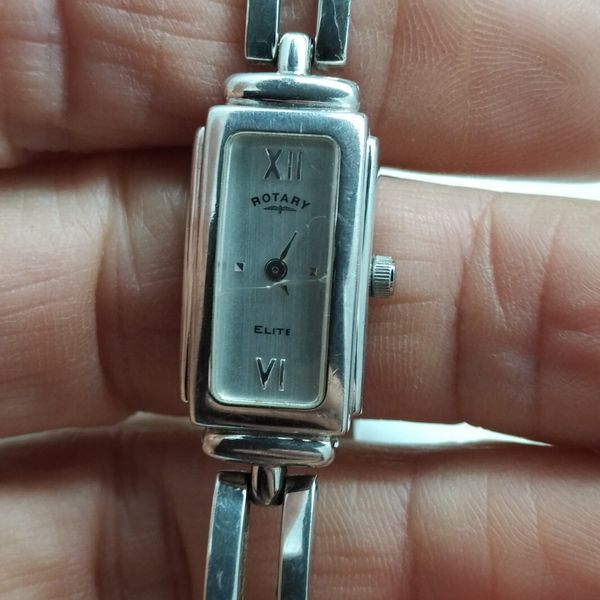 ROTARY SOLID SILVER LADIES COCKTAIL WATCH RUNS WELL NEW BATTERY CRACK ...