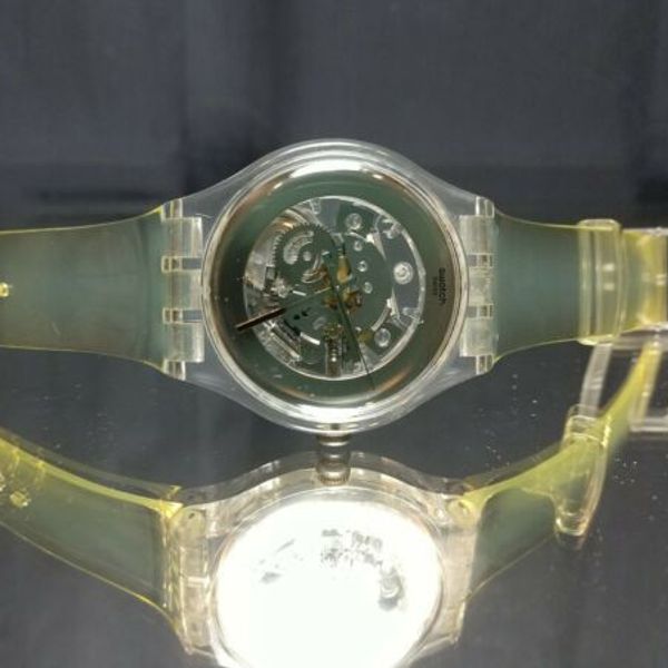 SKELETON! Men's Swatch AG 2012 V8 Clear/Silver Quartz Watch Swiss ...