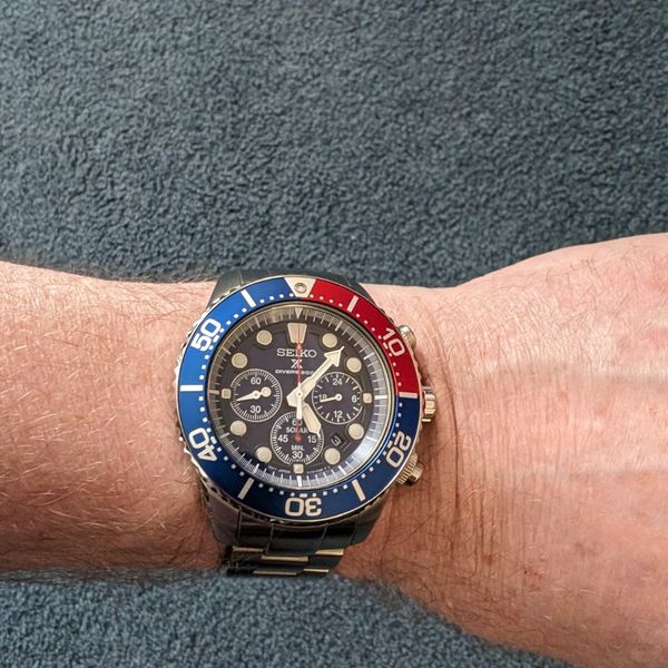 Seiko Prospex Solar Pepsi Diver's Men's Watch, SSC019P1 on a Strapcode ...