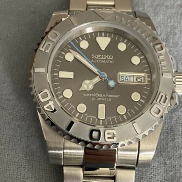 Custom Seiko Rhodium Gray Yachtmaster Submariner mod automatic watch ...