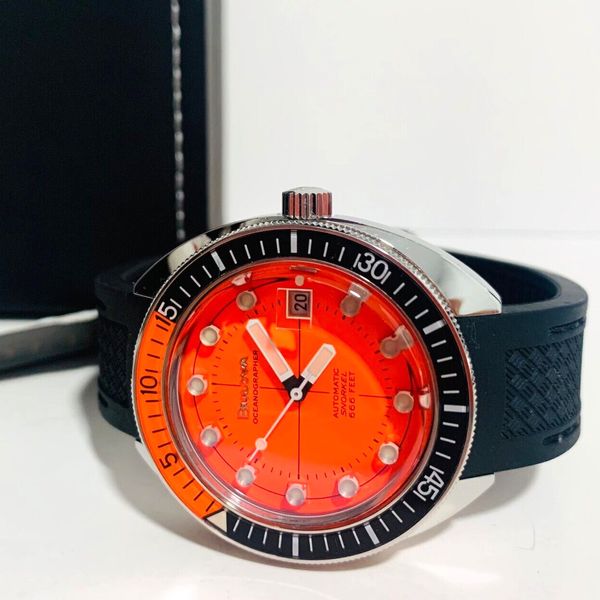 $750 BULOVA DEVIL DIVER OCEANOGRAPHER 96B350 ORANGE DIAL AUTOMATIC ...