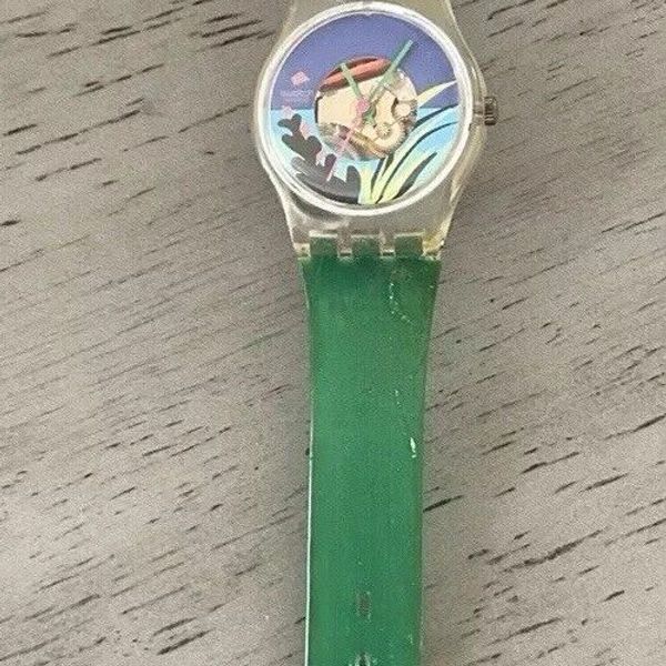 Swatch Watch Under the Sea Coral Scuba Underwater Scene Vintage Green ...
