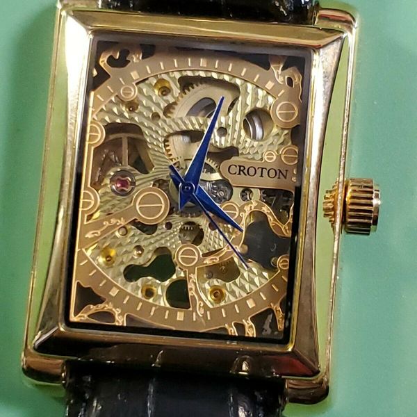 Croton Imperial Skeleton Automatic Movement Watch Leather Band C1331066 ...