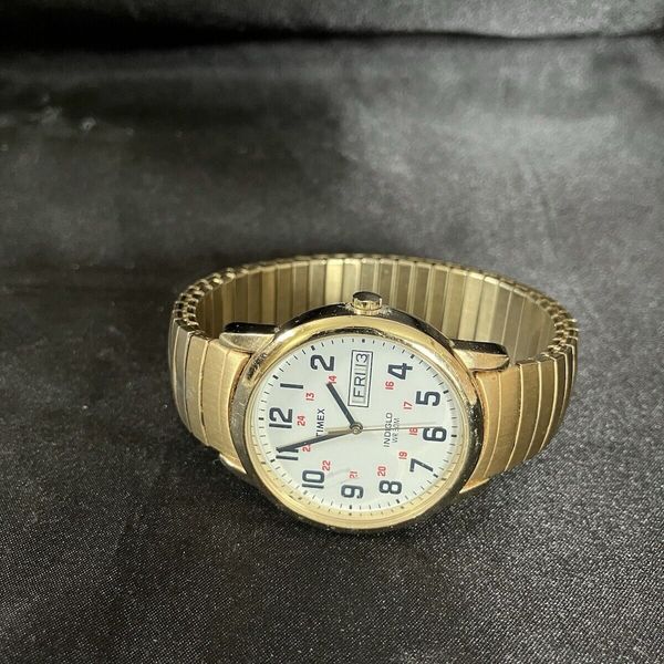 Timex Men's Easy Reader Gold Tone Expansion Band Watch, Indiglo, Day ...