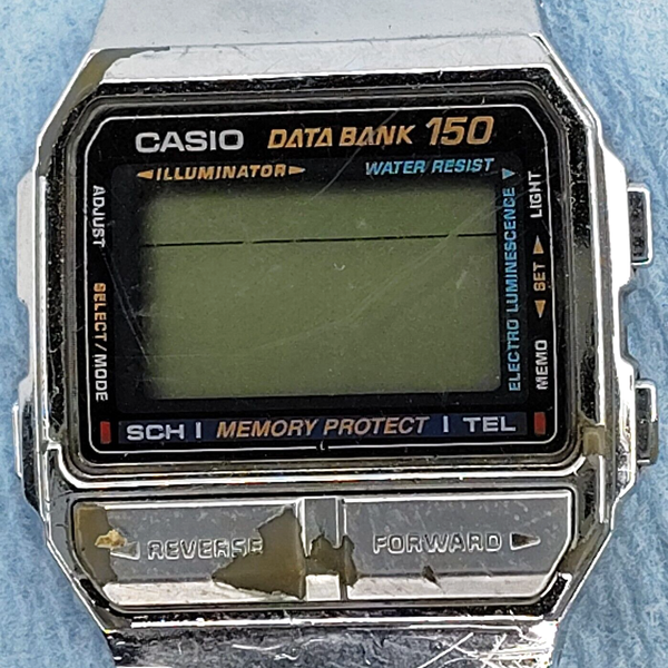 mens Vintage Casio Data Bank 150 Tel Memo Digital LCD DB-1500 Watch ...