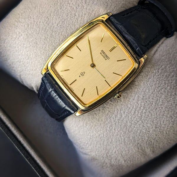 [wts] 1988's Vintage Seiko Linen Dial Tank watch with Gold Plated Case ...