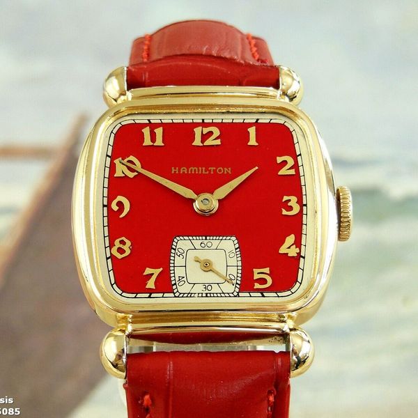 1946 Vintage HAMILTON MARTIN, Stunning RED Dial, Serviced, 1 Year ...