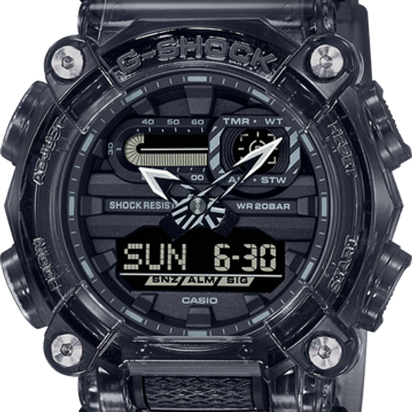 New Casio G-Shock Transparent Gray Dial Resin Watch GA900SKE-8A ...