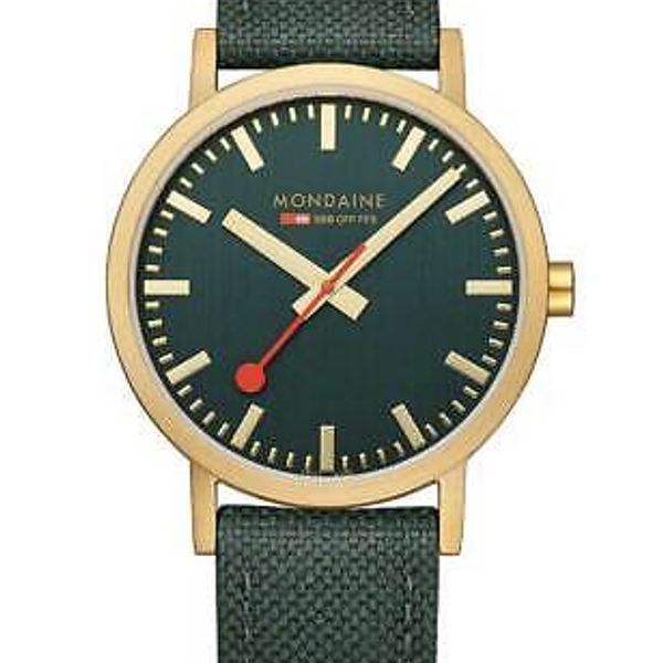 Mondaine A660.30360.60SBS Classic Green And Gold 40mm 3ATM ...