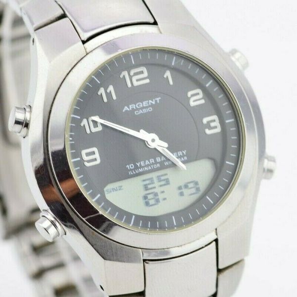 Vintage Mens Casio Argent Analog Digital Quartz Watch ARG-108 JDM G164 ...