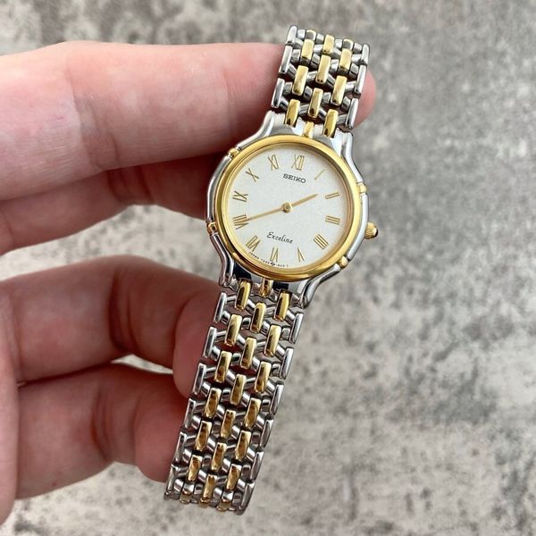 Rare Vintage Seiko Exceline Ivory Dial Ladies Watch 7320-0410 Two Tone ...