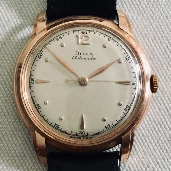 FS: Doxa 14k Rose Gold 34.5mm (excl.Crown) Automatic Bumper movement ca ...