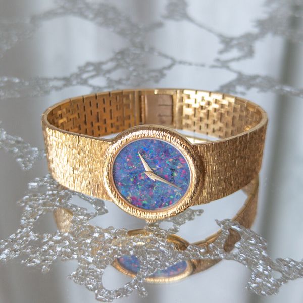 Vintage Piaget 18K Yellow Gold Black Opal Watch Mechanical Wristwatch ...