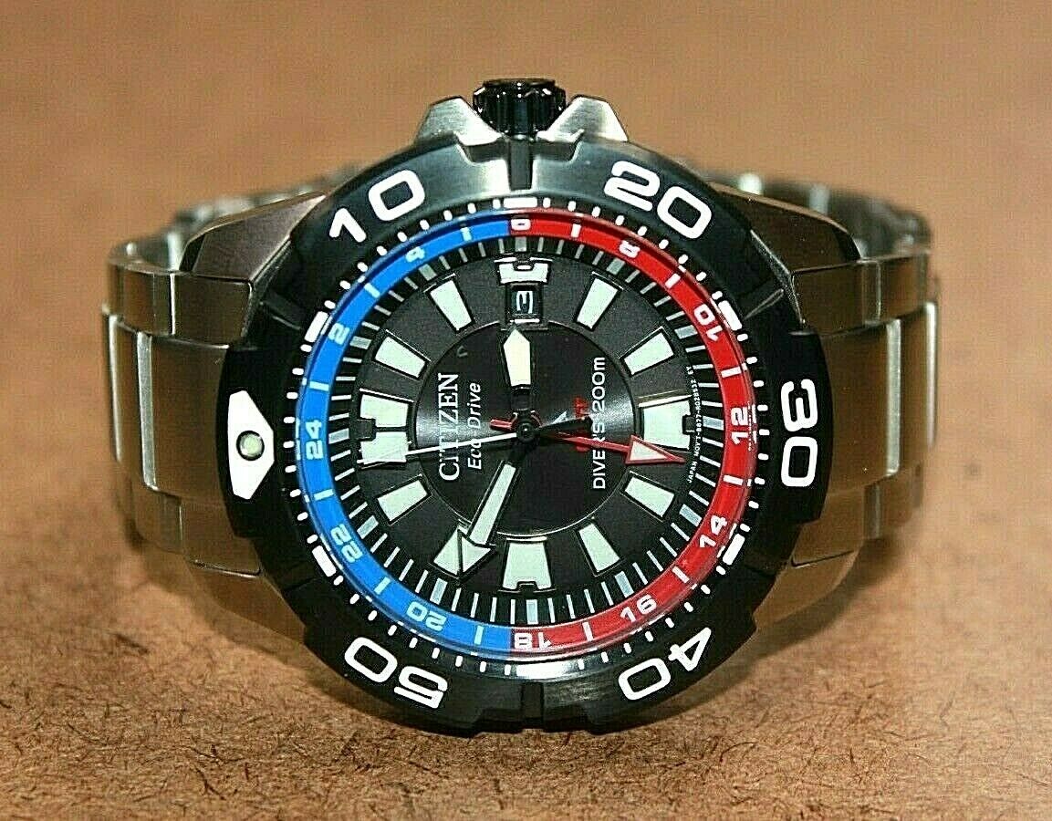 Citizen Eco-Drive Promaster GMT SS Pepsi Bezel Diver Watch BJ7128-59E ...