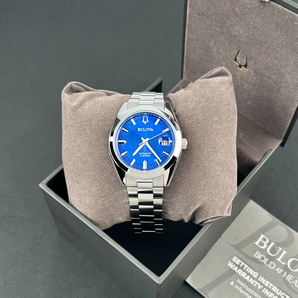 Bulova Surveyor 96B436 Automatic Blue Dial Men's Stainless Steel Watch ...