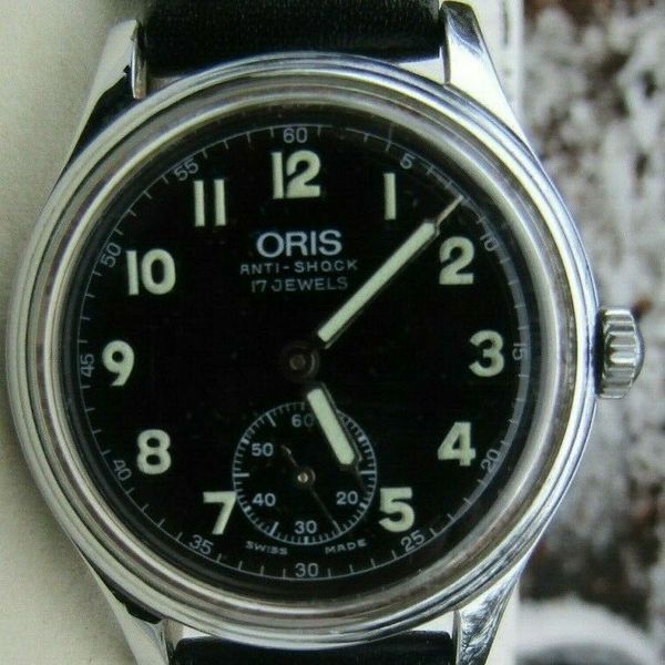 Antique Oris 7312A Watch Small Seconds Case 31mm SS case NICE runs mens ...