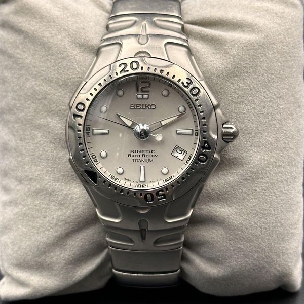 Seiko Kinetic Auto Relay Titanium 5J22-0B80 Quartz Silver Dial Date Men's Watch | WatchCharts ...