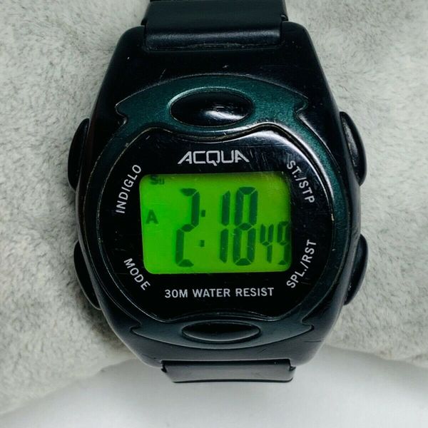 Vintage Timex ACQUA Indiglo Digital WR30M Watch New Battery ...