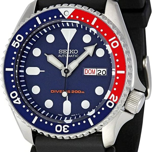 Seiko SKX Diver 'Pepsi' Automatic Black Dial Rubber Strap Men’s Watch ...