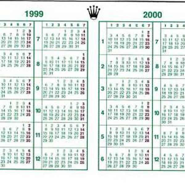 ROLEX ♛ 1999 - 2000 Calendar | WatchCharts