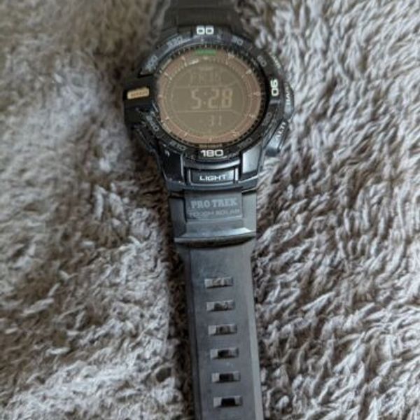 CASIO PROTREK Tough Solar Mens Watch Black Triple Sensor | WatchCharts Marketplace