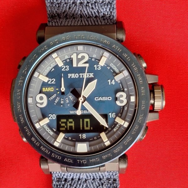 Casio G-Shock Pro Trek PRG-600YB Tough Solar Watch, Blue, Canvis Band ...