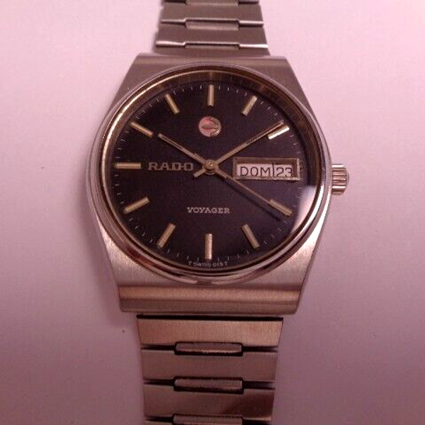 Rado Voyager Mens Watch Day & Date Automatic Black Dial Stainless Steel ...