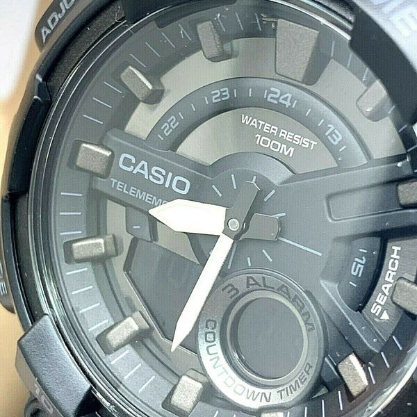 Casio Men's Watch AEQ110 Telememo World Time Black Resin Digital Analog ...