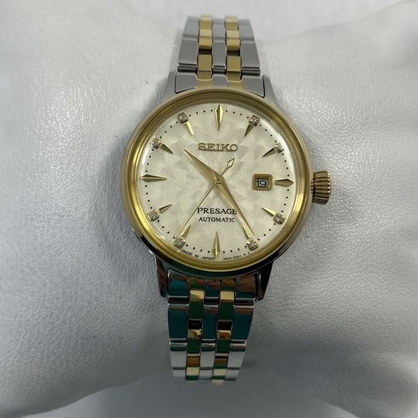 Seiko Presage Cocktail Time Diamonds Automatic Two Tone Ladies Watch ...