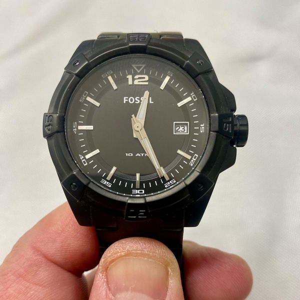 Fossil Watch Men 46mm Black Dial Date AM-4234 Stainless Steel ...