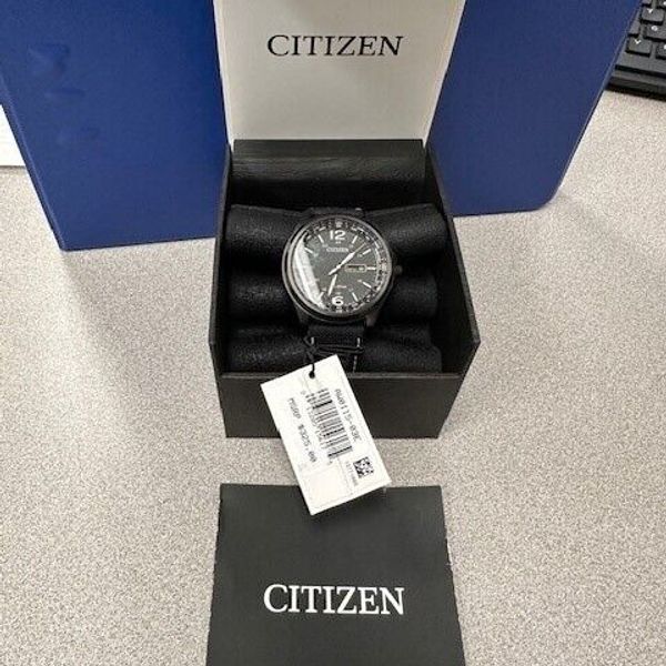 Citizen Mens Watch AW0115-03E Eco-Drive Black Dial Day Date Leather ...