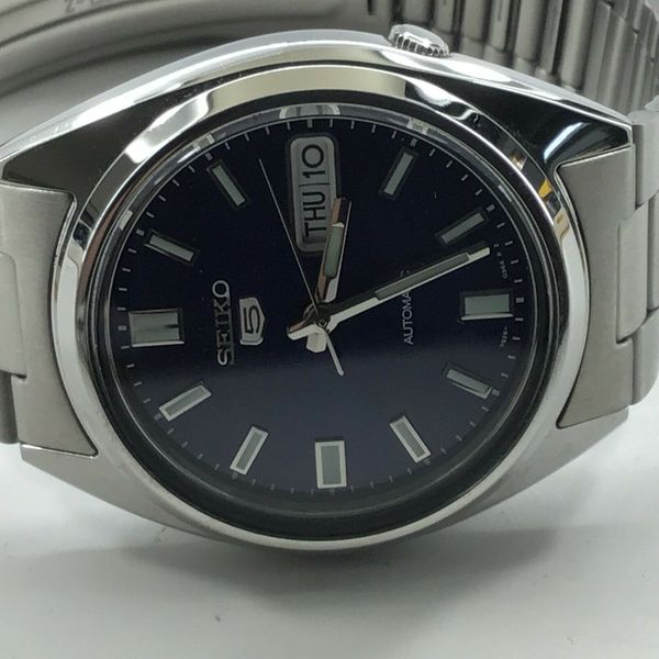 Seiko 5 SNXS77 Automatic Day-Date Blue Dial Stainless Steel Men's Watch ...
