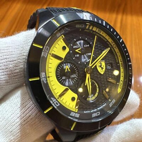 Scuderia Ferrari Chronograph Watch Black Yellow Wristwatch Used in ...