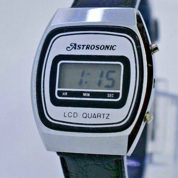 Vintage Astrosonic LCD Quartz Watch, Unisex, Silver Tone Black Band, Retro 1980s | WatchCharts ...