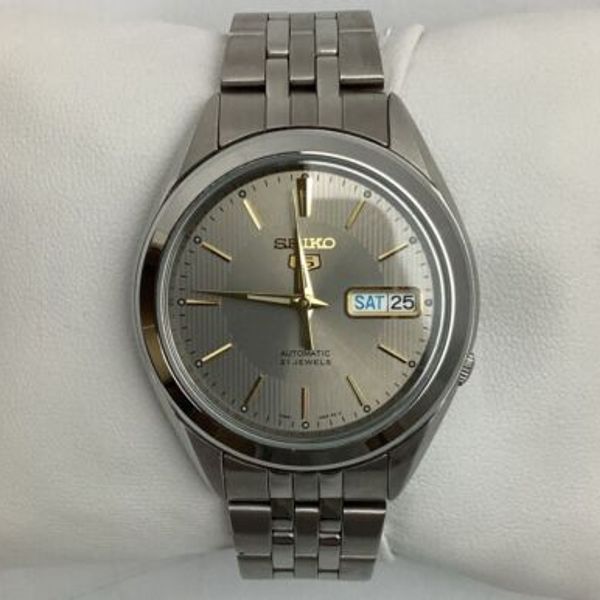 SEIKO 5 SNKL19 Men's Automatic Gray Day-Date Dial Stainless Steel Watch ...