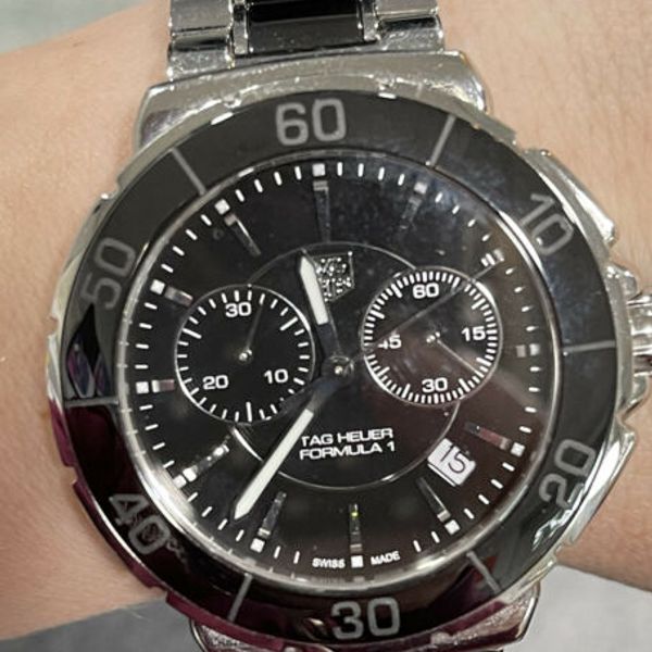TAG HEUER FORMULA 1 Black Face AUTOMATIC 44MM CHRONOGRAPH WATCH W/ 2 ...